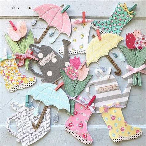 Made-To-Order April Showers bunting for spring | Button crafts ...