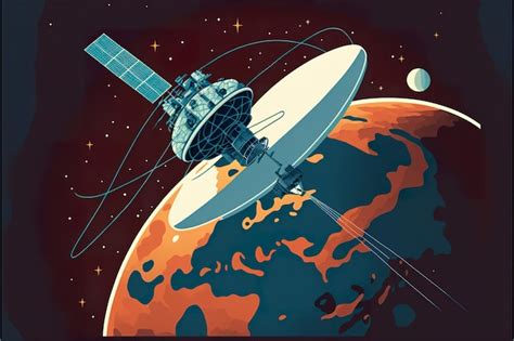 Premium Photo Satellite And Ground Computing Flat Illustration