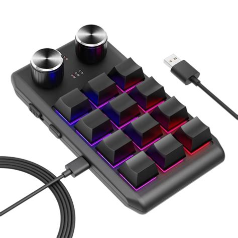 USB Wired KV MOLD Mini Mechanical Keys Knob Custom Programming Keyboard Black