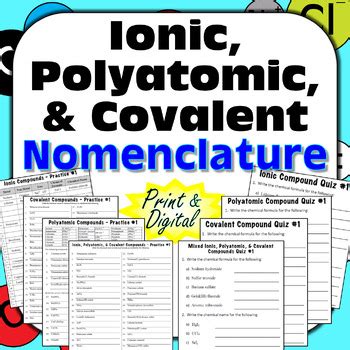 Chemical Nomenclature Naming Ionic Polyatomic Covalent Compounds