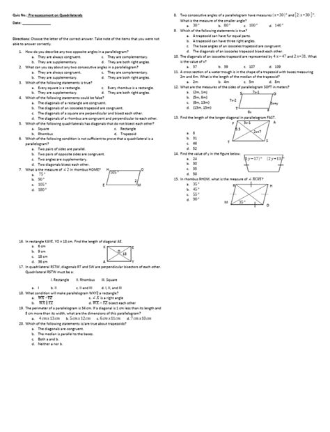 Module 5 Quadrilaterals Pdf Rectangle Classical Geometry