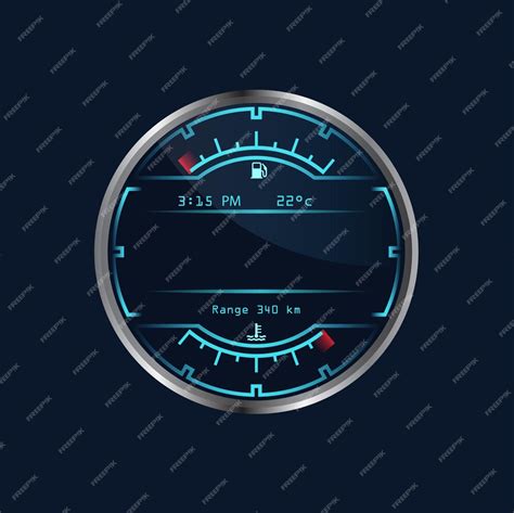 화살표가 있는 네온 사실적인 대시보드 패널 센서 패널 수준 가솔린의 규모입니다 크롬보드 프리미엄 벡터