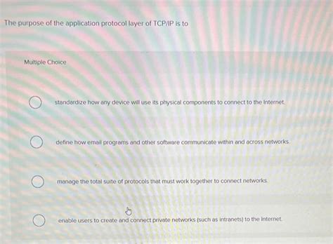 Solved The Purpose Of The Application Protocol Layer Of Chegg