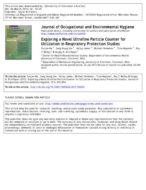 Pdf Exploring A Novel Ultrafine Particle Counter For Utilization In Respiratory Protection