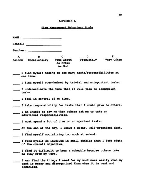 Time Management Behaviour Scale Pdf