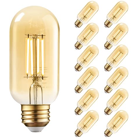 Torchstar T Led Edison Bulb Dimmable W Antique Tubular Led Bulbs Amber Warm Glass K