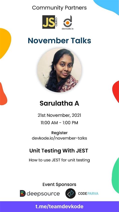 Sarulatha A On Linkedin Testing Talks Jest Jsdeveloper Js Javascript Javascriptdeveloper