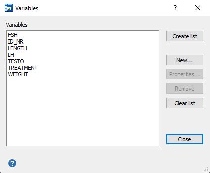 Edit Variables List MedCalc Statistical Software Manual
