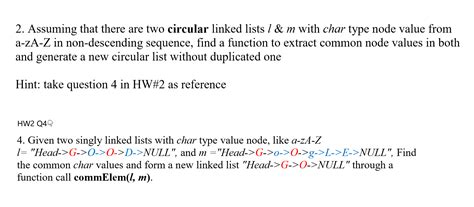 Solved 2 Assuming That There Are Two Circular Linked Lists