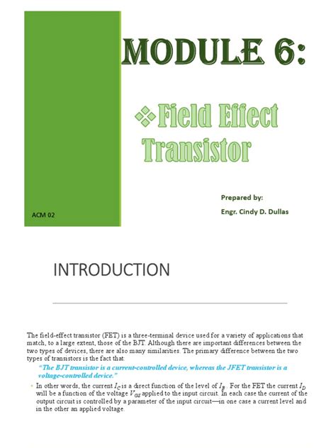 acm02 module 6 fet pdf field effect transistor mosfet