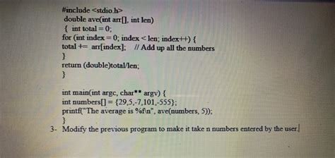 Solved Include Double Aveint Arr Int Len Int
