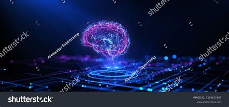 Digital Brain Hologram Hud Artificial Intelligence Stock Illustration