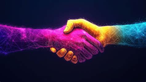 Digital Handshake Symbolizing Connection And Collaboration Stock Illustration Illustration Of