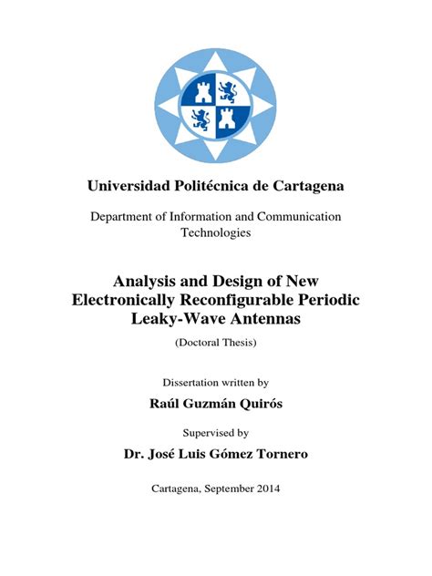 2014 Thesis Analysis And Design Of New Electronically Reconfigurable Periodic Leaky Wave