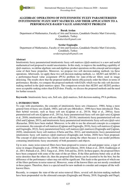 Pdf Algebraic Operations Of Intuitionistic Fuzzy Parameterized