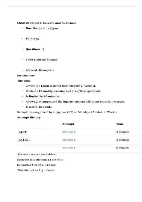 Engr 270 Quiz 2 Careers And Audiences Questions And Answers 2025 Update 100 Correct