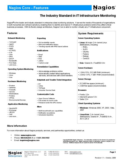 Nagios Core Features The Industry Standard In It Infrastructure Monitoring Pdf Linux