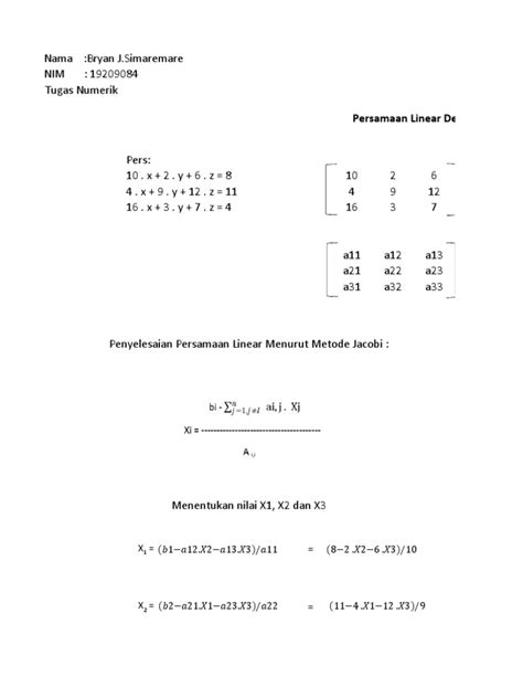 Tugas Numerik Metode Jacobi Pdf