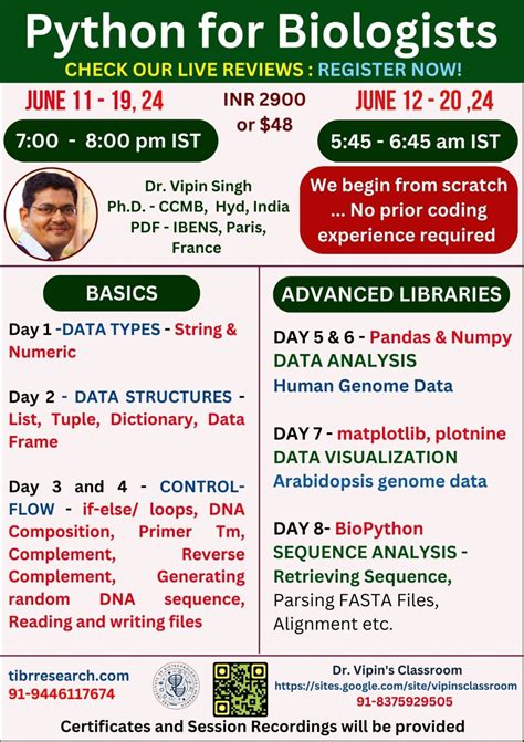 learn python for biologists with live reviews dr vipin singh posted