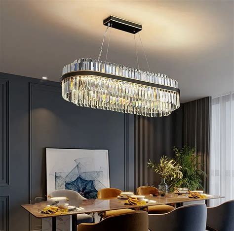 ₩532403에서 로어 라운드 블랙 메탈 Led 샹들리에 고급 현대식 크리스탈 펜던트 조명 광택 램프 데코 실내 조명 Dhgate