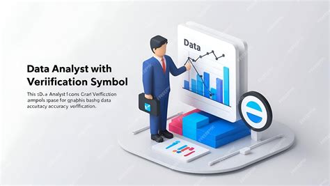 3d Flat Icon As Data Analyst With Graph And Verification Symbol Concept
