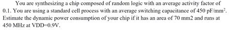 Solved You Are Synthesizing A Chip Composed Of Random Logic