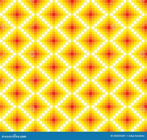 Seamless Yellow Mosaic Pattern Vector Pixels Stock Vector