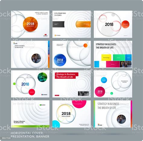 다채로운 원형 교차로와 소재 디자인 프레 젠 테이 션 템플릿입니다 현대 수평 배너의 추상적인 벡터 세트 0명에 대한 스톡 벡터