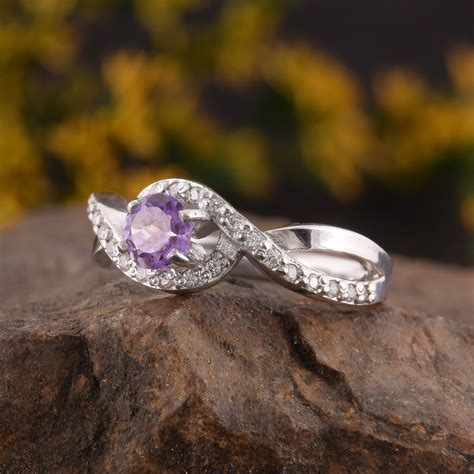 Unique Womens Amethyst Silver Ring Womens Promise Ring Infinity Ring