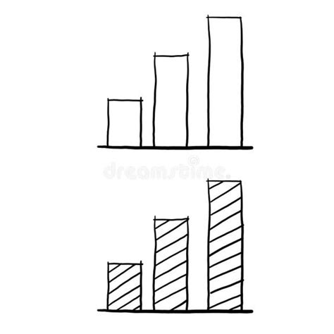 Business Growth Chart With Bars Analytics And Data Analysis Doodle Graph Outline Sketch