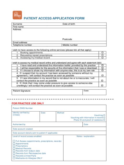 Fillable Online Patient Access Application Form Fax Email Print Pdffiller
