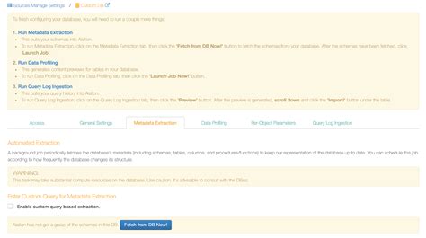 metadata extraction from custom db — alation user guide