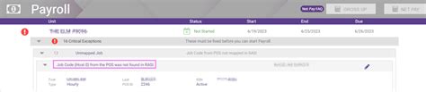 Payroll Critical Exceptions Back Office