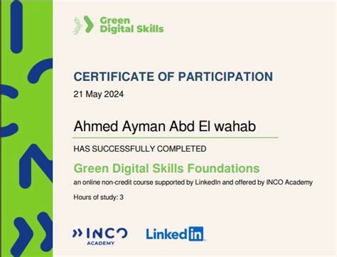ahmed ayman on linkedin successfully completed green digital skills