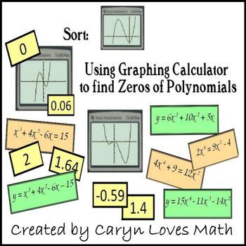 Using Graphing Calculator Find Zeros Polynomials Graph Sorting Activity Polynomial Graph