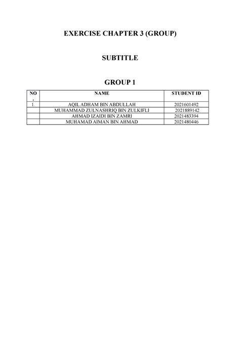 Exercise Chapter 3 Ict500 Exercise Chapter 3 Group Subtitle Group 1
