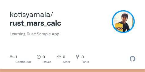 github kotisyamala rust mars calc learning rust sample app