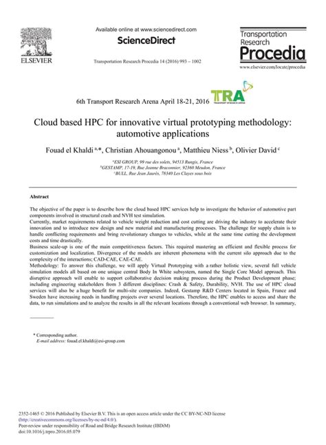 Cloud Based Hpc For Innovative Virtual Prototyping Methodology