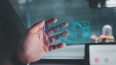 Holding A Screen Interface Navigation System In The Interior Of Modern Car Stock Illustration