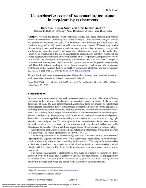 Pdf Comprehensive Review Of Watermarking Techniques In Deep Learning