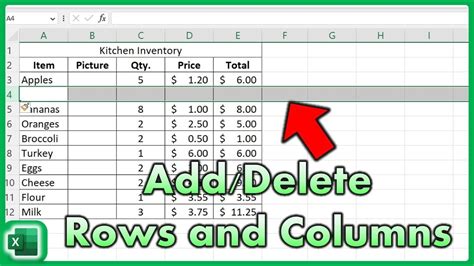 How To Insert Rows And Columns In Excel Youtube