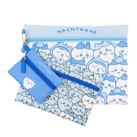 샐러드마켓 치이카와 먼작귀 플랫 파우치 3p 세트 하치와레 위시버킷