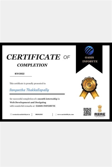 Sangeetha Thakkallapally On Linkedin Oasisinfobyte Share Internship Webdevelopment