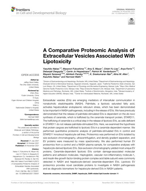 Pdf A Comparative Proteomic Analysis Of Extracellular Vesicles