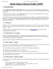 Single Source Shortest Paths SSSP Problem Introduction Course Hero