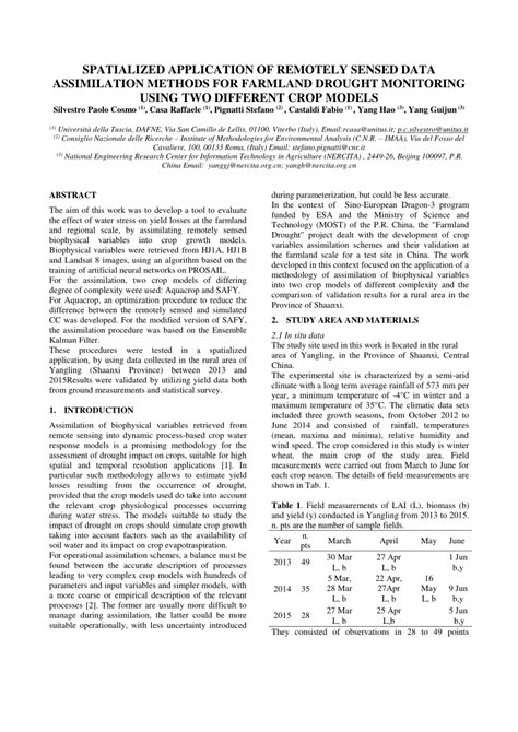 Pdf Spatialized Application Of Remotely Sensed Data Assimilation