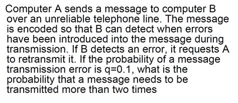 Solved Computer A Sends A Message To Computer B Over An