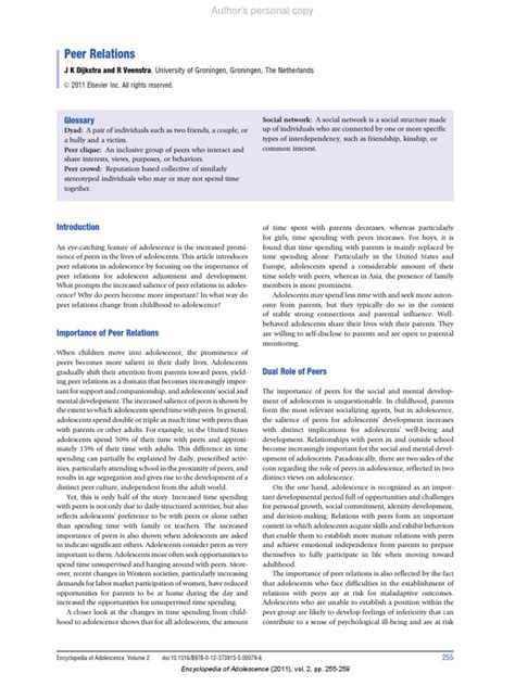 Peer Relations Download Free Pdf Adolescence Friendship