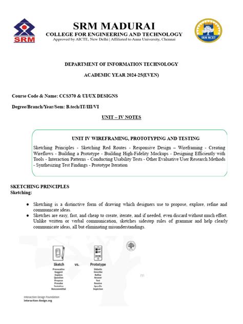 Ccs370 Uiux Unit4 Notes Pdf Usability Software Prototyping