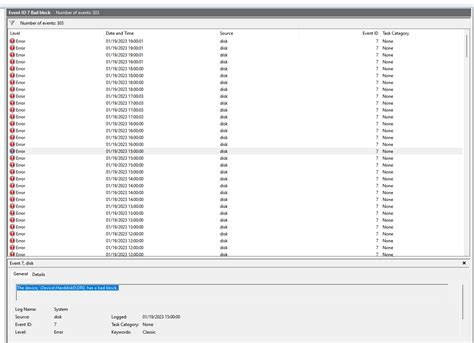 the device device harddisk0 dr0 has a bad block 4 times every